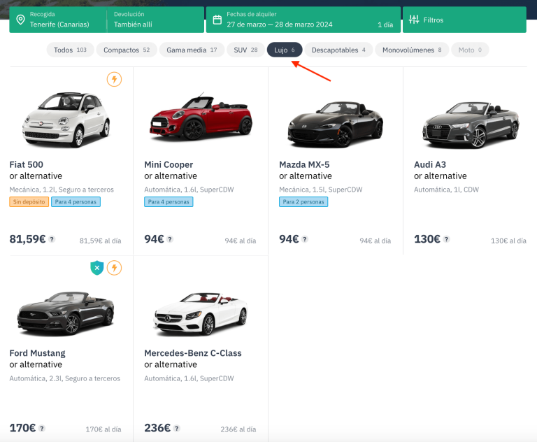 Alquiler de Coches de Lujo en Tenerife